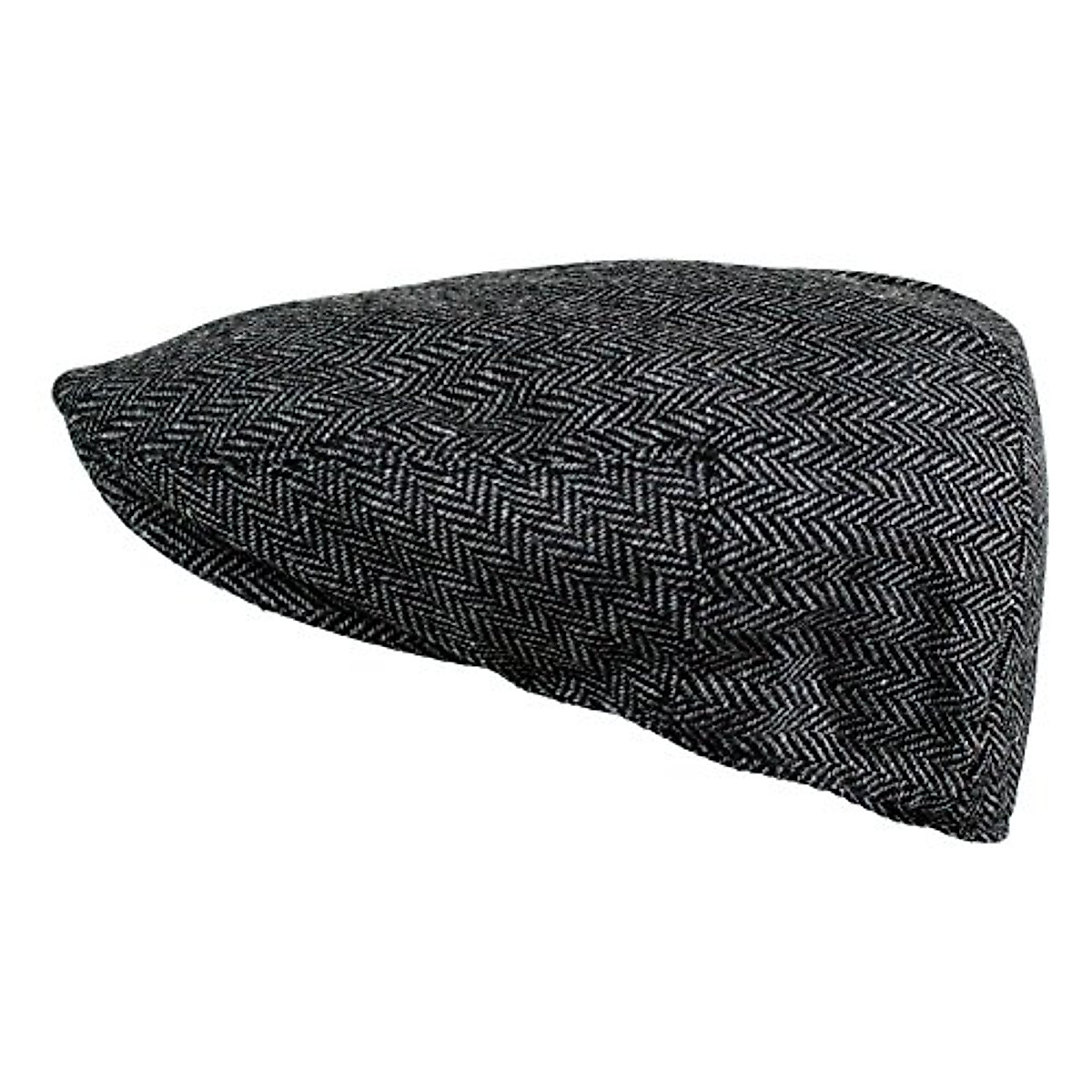 Wonderful Fashion Men's Herringbone Tweed Wool Blend Snap Front Newsboy Hat (DK.Grey, SM)