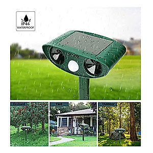 Solar Animal Repeller Outdoor Ultrasonic Animal Pest Repellent with Motion Sensor to Keep Birds Mole Rabbit Deer Raccoon Away, Deterrent Protect Garden Yard Farm, Green Color