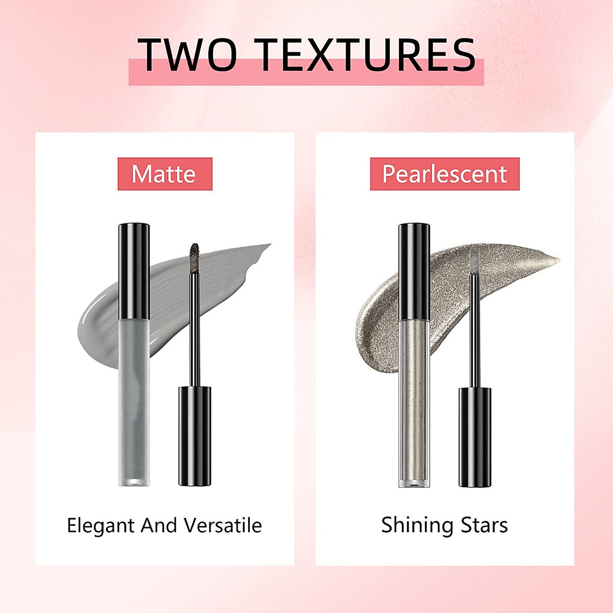 MAEPEOR Liquid Glitter Eyeshadow Set 9 Colors Black Grey Silver Smokey Eyeshadow Longlasting Waterproof Smooth Creamy Eyeshadow Set (9 Colors Set 1)