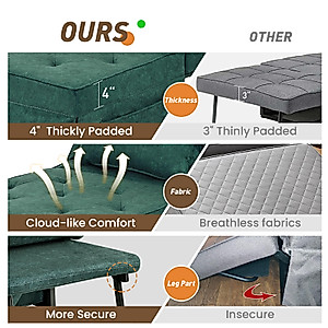 4-in-1 Multifunctional Folding Ottoman Bed, Convertible Sofa Bed with Adjustable Backrest for Home Office, Bedroom, Small Space Living Room, Modern Pull Out Sleeper Ottoman Sofa Bed,Green,28"W