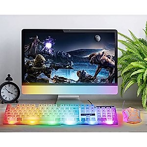 CHONCHOW Keyboard and Mouse Combo Gaming Wired Gamer Set Ambient Backlight LED RGB Key Board & Mice 19 Non-Conflict 3600Dpi Compatible with PS4/PS5 Xbox One Pc iMac MacBook Laptop