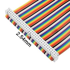 uxcell IDC 64 Pins Wire Flat Multicolored Flexible Rainbow Ribbon Jumper Cable 30cm 2.54mm Pitch,1pcs