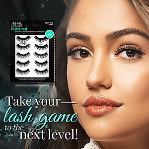 Ardell False Eyelashes Natural 101 Black, (5 pairs pack with FREE Lash Applicator) x 1 pack