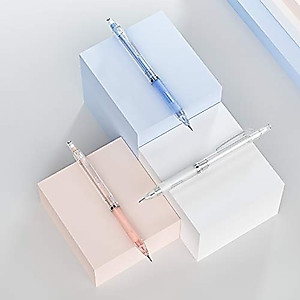 Nicpro 3 PCS Pastel Mechanical Pencil 0.7 mm for School, with 6 tubes HB Lead Refills, 3 Erasers, 9 Eraser Refills for Student Writing, Drawing, Sketching, Blue & Pink & White Colors - with Cute Case