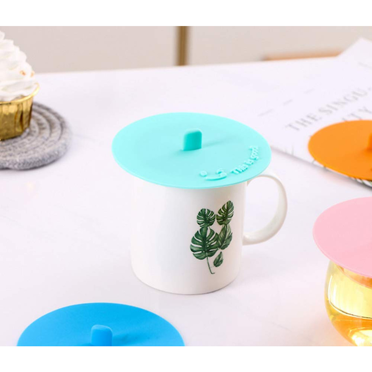 6 Pcs Silicone Cup Lids,Accfore Silicone Cup Covers Lids Anti-dust Airtight Seal for Mugs, Drink Cup,Cups,Glass Cup,Coffee Cup