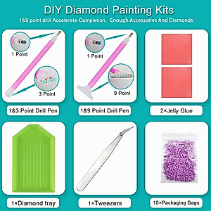 DIY 5D Diamond Painting Kits for Adults, Full Drill Diamond Embroidery Kits for Adults Cross Stitch Crystal Rhinestone Pictures Arts Craft Home Wall Decoration, 12x16 Inch