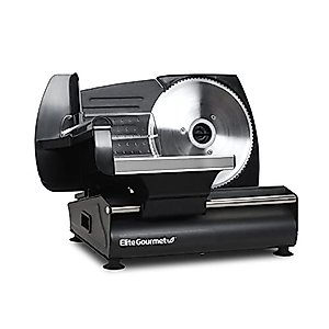 Elite Gourmet EMT-625B## Ultimate Precision Electric Deli Food Meat Slicer Removable Stainless Steel Blade, Adjustable Thickness, Ideal for Cold Cuts, Hard Cheese, Vegetables & Bread, 7.5”, Black