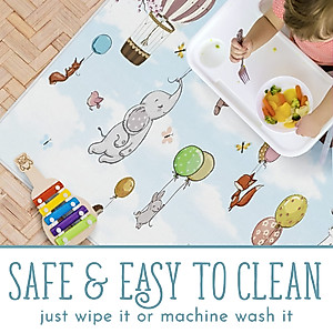 Splat Mat Under High Chair Splash Mat - 51" Floor Protection SI Anti-Slip Waterproof Washable High Chair Mat Multipurpose Table Cloth Portable Picnic Play Mat with Early Education Pattern Splash Mat