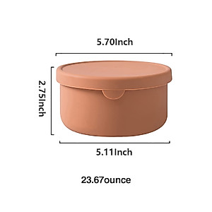ROMERAN 24oz Silicone Food Storage Containers, Silicone Bowl With Lid, Unbreakable, Non-Slip, BPA Free, Airtight, Microwave/Dishwasher/Freezer-Safe, Indoor And Outdoor Use (Caramel)
