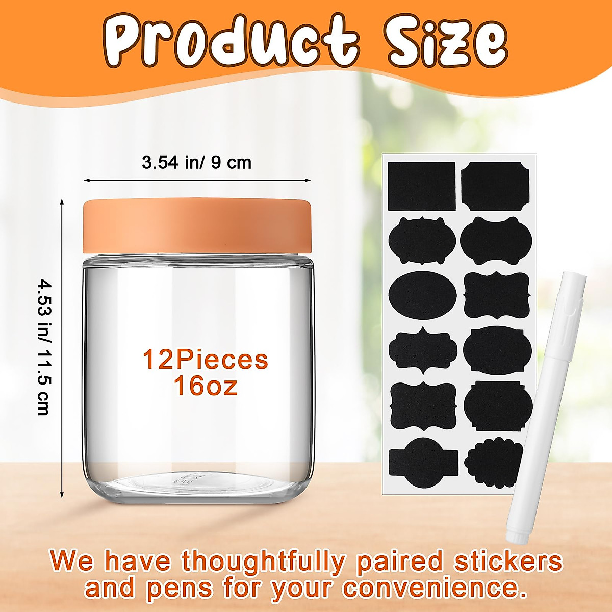 Hushee 12 Pcs 16 oz Overnight Oats Containers with Lids Wide Mouth Mason Jars Leak Proof Yogurt Containers with Lids Meal Containers for Parfait Fruit Salad Dressing Beans Sugar Storage Supplies