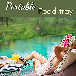 2 Pack Wooden Rustic Serving Tray with Handle for Coffee Bar, Living Room and Patio - Stackable Trays lend Rustic or Farmhouse Feels to Your Home