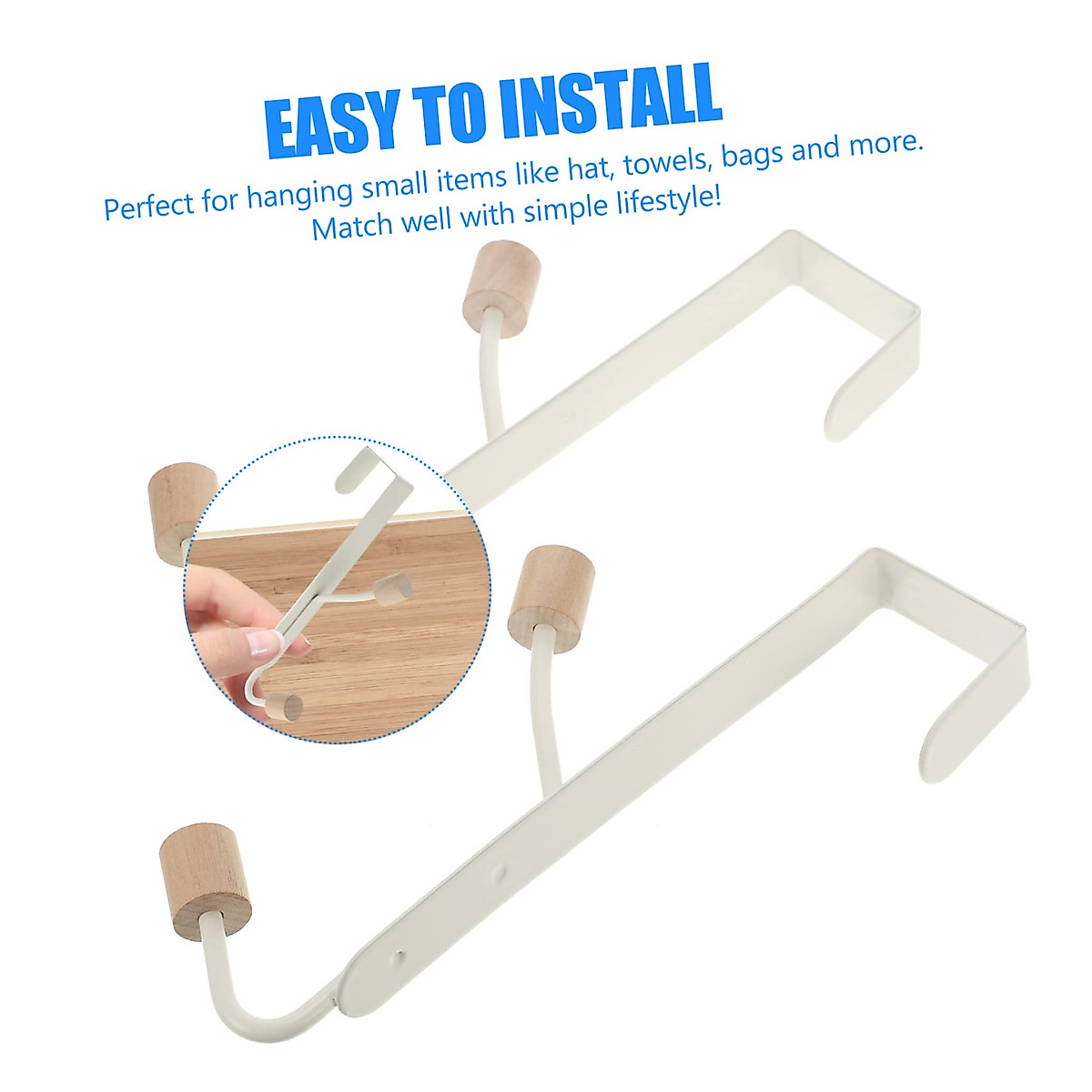 Zerodeko 18 Pcs Coat Hook Behind Door Behind Door Hooks Over Door Towel Hanger Hooks for Hanging Coats Over The Door Coat Hook Storage Hangers Storage Hook White Hook Rack Wood Hook up