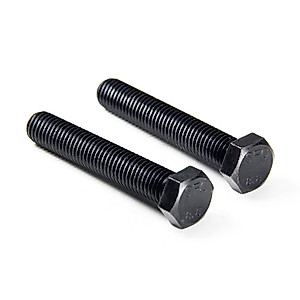 MroMax 2Pcs M12 x 70mm Hex Head Screw Bolt, Carbon Steel Grade 8.8, Black Oxide Finish, Full Thread, Hexagon Head Bolts for Furniture Repair