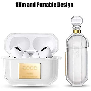 Pummelouty AirPods Pro Case Perfume Cover with Keychain Perfume Bottle and Fur Ball, Luxury Cute Design Silicone Soft Shockproof AirPods Case for Girls and Women