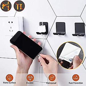 6 Packs Razor Holder for Shower, Veriya Self Adhesive Shower Hooks Shaver Holder, No Drilling Heavy Duty Razor Hooks Phone Holder Plug Organizer, Bathroom Hanging Washcloth Towel Loofah (6 Pack-Black)