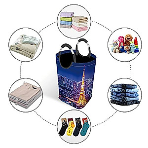 Wondertify Tokyo Japan Night Cityscape Famous Television Tower Landmark Laundry Hamper Attraction Place Clothes Basket With Easy Carry Handles For Clothes Organizer Toys Storage