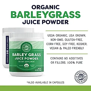 Vimergy Barley Grass Juice Powder – Clean Superfood Formula – Promotes Cardiovascular Health* – Organic, Vegan & Gluten-Free – Regular Size 250g