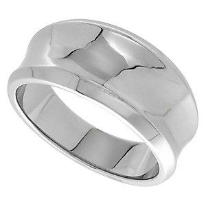Surgical Stainless Steel Concaved Cigar Band Ring Beveled Edges 7/16 inch long, size 7