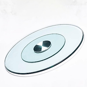 Large Lazy Susan for Dining Table Kitchen Glass Turntable, with Swivel Assist System Table Centerpiece Large Tabletop Rotating Tray Clear Serving Plate Round