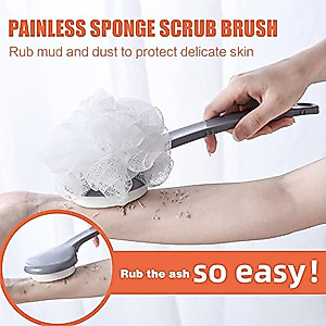 INGVY Dry Brushing Body Brush Bath Brush Long Handle Soft Hair Bath Brush Back Brush Exfoliating Handle Massager Body Bath Wooden Massager with Long