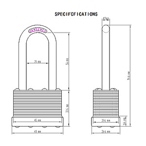 SafiSwords 3-Pack Keyed Alike Laminated Steel Padlocks Keys, 1-3/4" Wide, Heavy Duty Long Pad Lock Set with Same Keys