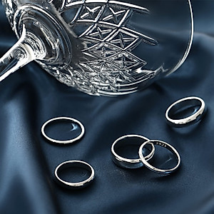 Honsny 925 Sterling Silver Rings for Women 18K White Gold Filled Plain Thumb Stackable Statement Rings High Polished Eternity Wedding Band Rings