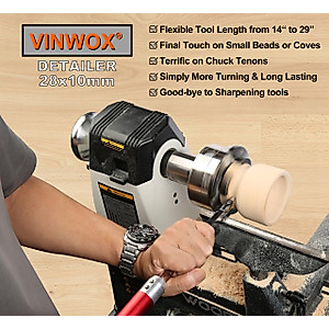 VINWOX 8 PCS Carbide Wood Lathe Turning Tool Set, Carbide Lathe Turning Tool, Including Swan Neck Hollower, Rougher, Finisher, Detailer, Pen Turning tools, Aluminum Alloy Handles from 14" to 29"