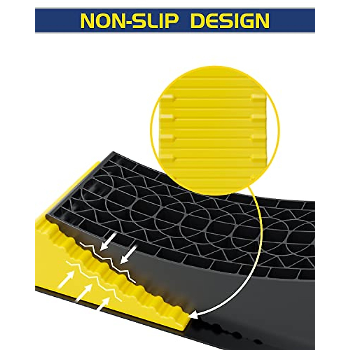 TGBOX RV Leveling Blocks Ramp Kit, 2 Packs Camper Leveler System for Travel with Two Chocks, 2 Anti-Slip Mats, 1T Bubble Level and Carry Bag, Up to 35000 LBS, Easier & Faster to Level Camper-Yellow