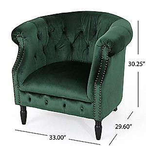 Christopher Knight Home Akira Velvet Club Chair, Emerald 29.6D x 33W x 30.25H in