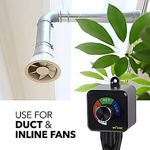 BN-LINK Exhaust Fan Speed Controller Variable 3 Speed Ceiling Vent Fan Control Adjuster Cordless for Duct Inline Fan Vent Blower Controller Wireless for Ventilation Fans 4.8A / 600W