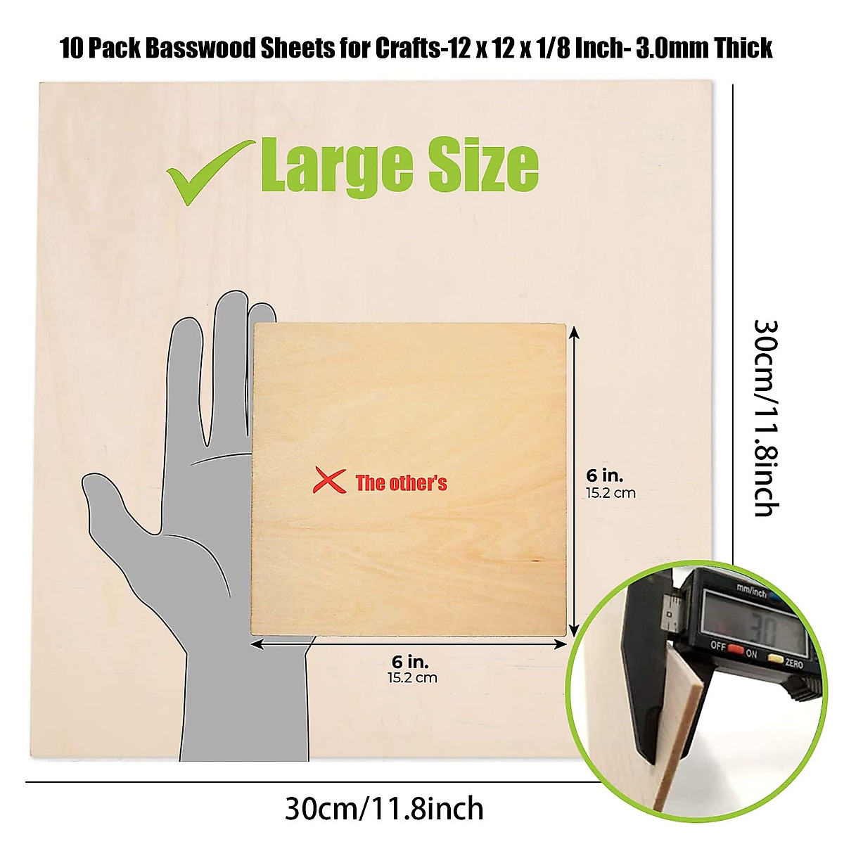 Basswood Sheets - 20 Pack 300 * 200 * 1.5mm Thick,Thin Wood Sheets Perfect for Crafts,Laser Cutting,Carving,Cricut Maker Projects,Veneer and Model Building