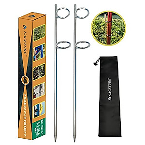 NACETURE Flag Pole Anchors 2 Pack - Grass Umbrella Anchors Stand - Heavy Duty Umbrella Spike Stainless Steel 304 Steel Umbrella Holder Ideal as Camping Tent Holder, Sand Auger, Telescoping Tarp Poles