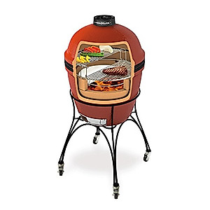 Kamado Joe BJ24RH Big Joe I 24-inch Charcoal Grill with Cart and Side Shelves, Blaze Red