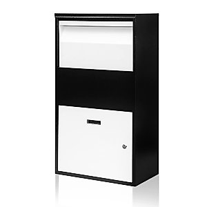 Ydocabinit Package Delivery Boxes for Outside,Extra Large Mailbox,Galvanized Steel Parcel Mailbox,Wall Mounted Lockable Anti-Theft for Outdoor Porch,Curbside,Black,BG010B