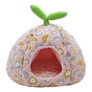 Handmade Sleeping Bag Pouch Hideout Cave Habitat for Hedgehog Guinea Pig Hamster Ferret Squirrel Small Animal Bed Nest House Cage Portable Big Cushion (Pink)