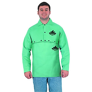 MCR Safety 39100XL Flame Resistant Cotton Fabric Welding Cape Sleeve with Open Back, Green, X-Large