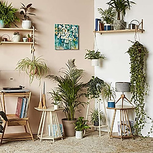 Bathroom Decor Canvas Print Picture Wall Art Teal Blue Theme modern home flower artwork suitable for dining room, bedroom, bathroom, office wall decoration