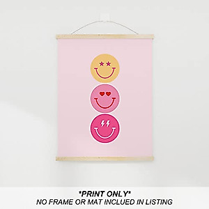 heilkee Preppy Room Decor Aesthetic Hot Pink White Wall Art for Teen Girls Bedroom Pink College Dorm Room Posters Trendy Wall Decor(UNFRAMED 8x10in)