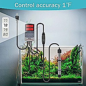 hygger Pinpoint Saltwater Aquarium Heater with Digital Thermostat IC Temp Controller, Titanium Tube Submersible Fish Tank Heater for Coral Reef 200 Watt