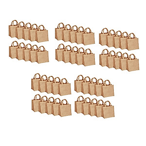 Imagine Color 50 Small Jute Burlap Gift Bags with Handles in Bulk, Burlap Tote, Wedding Welcome Bags, Bridesmaids Gifts, Bachelorette Party Favors Swag bags DIY Reusable 8”x 8”x6
