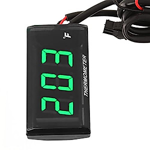 AKLOSIPY LCD Temperature Gauge Motorbike LCD Te Gauge Motorcycle Digital Motorcycle LCD Motorcycle Temperature Gauge for Motorbikes (Green)