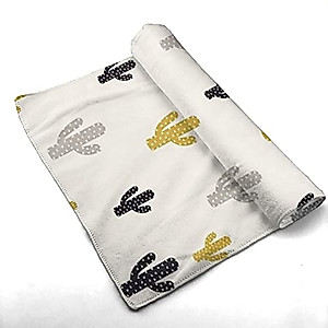 Gold Black Cactus Hand Towel for Bathroom Kitchen Microfiber Fingertip Bath Towels 12 X 27.5 Inch Soft Decorative Home Hotel Gym Laundry Room