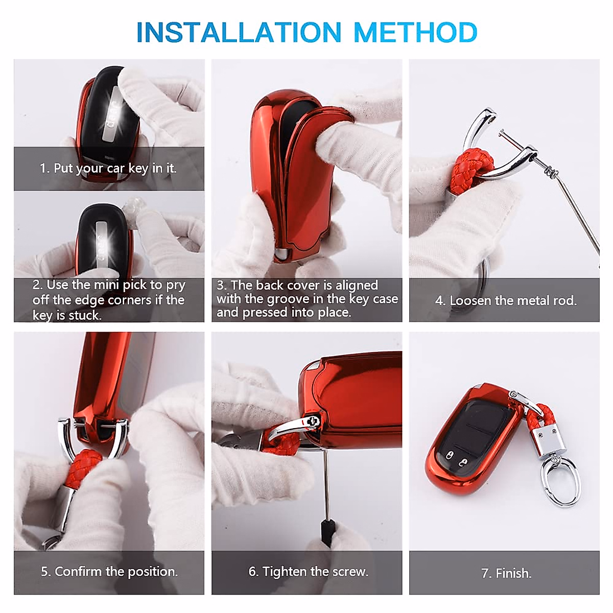 1797 for Dodge Jeep Key Fob Cover Challenger Charger Durango Journey Grand Cherokee Compass Renegade Car Key Chain Case Shell Protector TPU Red