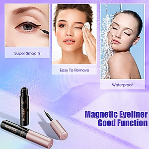 DEJAVIA Magnetic Lashes [10 Pairs], Premium Natural Looking Magnetic Eyelashes with Eyeliner Kit，Reusable Lightweight Wispy Strong Magnetic Eyelashes with Applicator and Tweezers, No Glue Needed