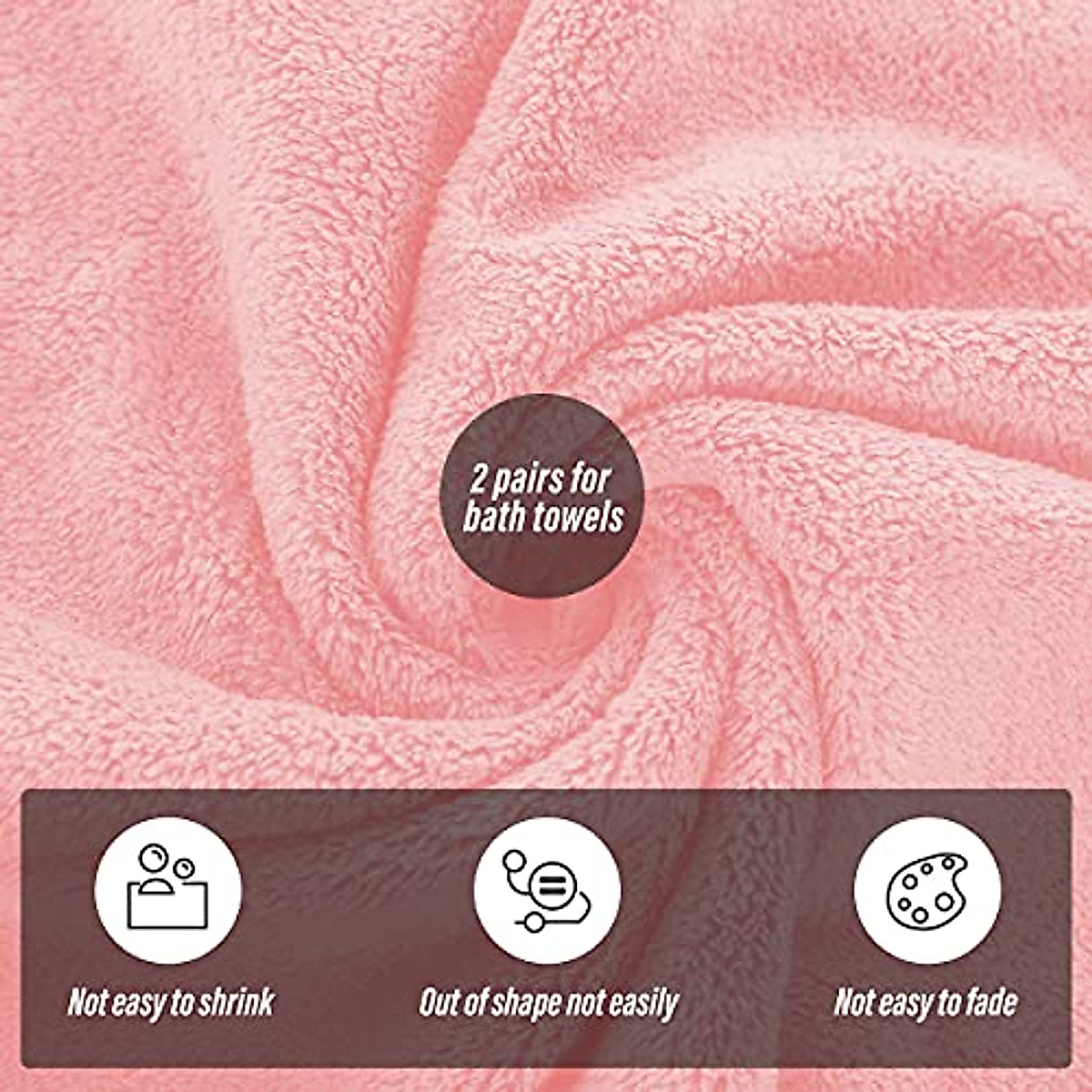 MOONQUEEN 2 Pack Premium Bath Towel Set - Quick Drying - Microfiber Coral Velvet Highly Absorbent Towels - Multipurpose Use as Bath Fitness, Bathroom, Shower, Sports, Yoga Towel (Pink)