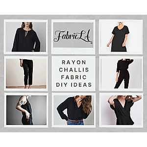 Rayon Challis Fabric by The Yard - 60" Inches Wide - Lightweight Rayon Fabric - Use Rayon Fabric by The Yard for Lounge Wear, Jumpsuits, Pajamas, and Skirts - Black, 2 Continuous Yards