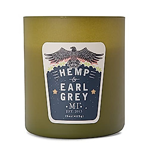 Manly Indulgence Hemp & Earl Grey Scented Jar Candle, All American Collection, 2 Wick, Green, 15 oz - Up to 60 Hours Burn