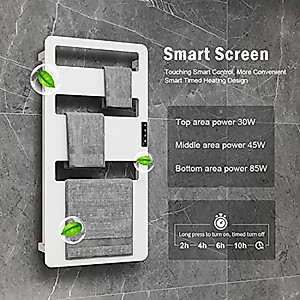 Evokor Heated Towel Rack for Bathroom, Towel Warmer with Timer Wall Mounted, Electric Towel Warmers for Bathroom, Bath Towel Heater, Towel Drying Rack- 35.4 x18 inch