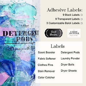 VTRVT Laundry Pods Container, Laundry Detergent Organizer, Laundry Detergent Dispenser for Laundry Detergent, Pods, Powder, Scent Booster, Stain Remover, Dryer Balls