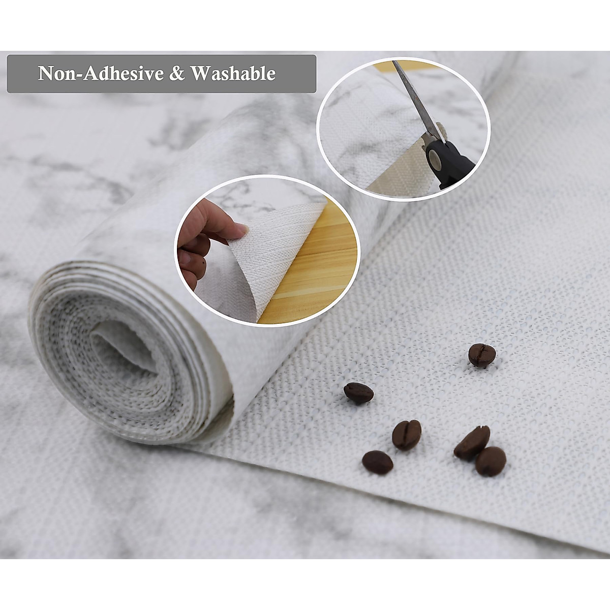 Shelf Liner Non Adhesive for Kitchen Cabinets 16 Inch Wide X 20 Ft Cabinet Liners Non-Slip Washable Drawer Liners Waterproof Marble Printed Cupboard Mat for Shelving Closet Fridge Bathroom